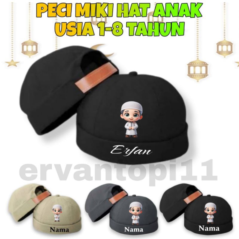 Jual Peci Miki Hat Anak Untuk Usia 1/8Tahun Peci Anak Bisa Pake Nama ...