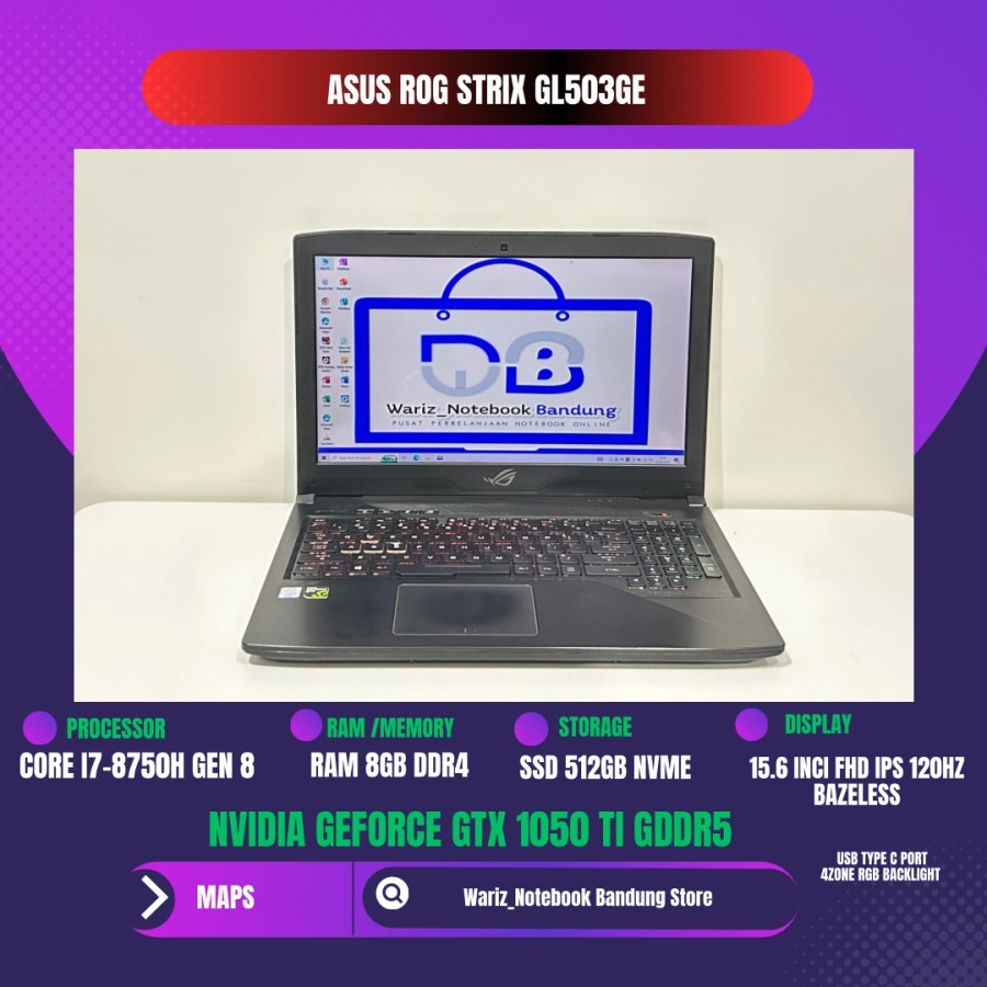 Jual ASUS ROG STRIX GL503GE CORE I7-8750H NVIDIA GTX 1050 Ti RAM 8/16GB ...