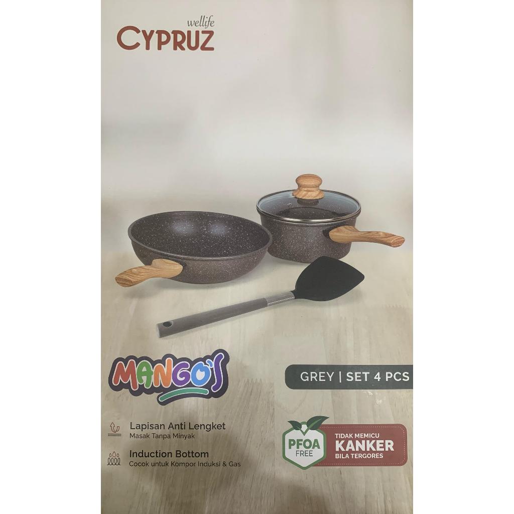Jual Cypruz Cookware Set Grey Marble Beginner Series Panci Set Premium Anti Lengket 4 Pcs teflon ...