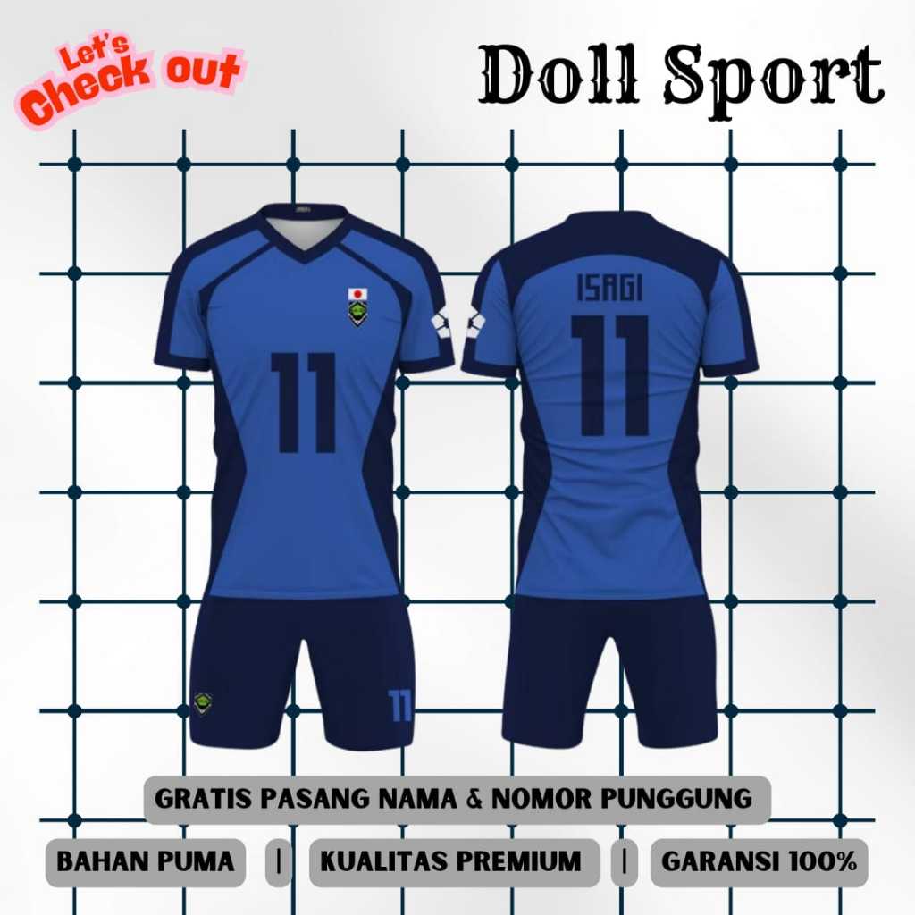 Jual Jersey Sepak Bola Anime Blue Isagi Custom Nama Dan Nomor Punggung ...