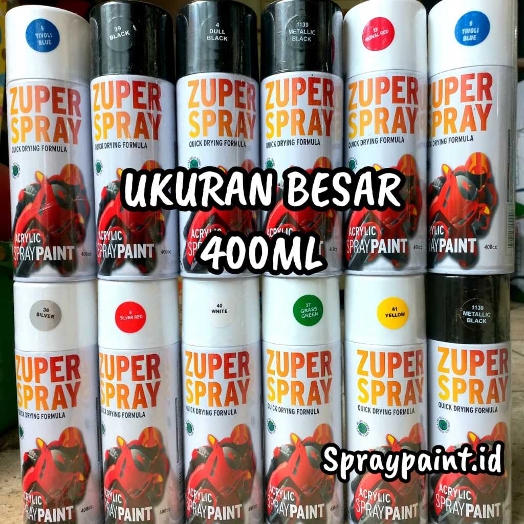 Jual ZUPER SPRAY 400cc SEMUA WARNA CAT SEMPROT SPRAY PAINT PILOX PILOK ...
