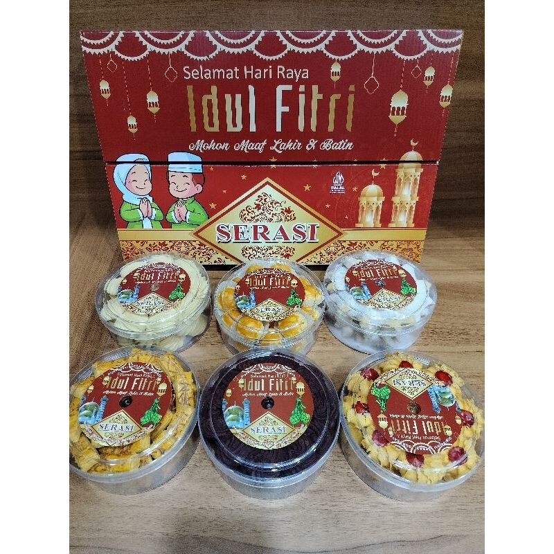 Jual paket kue.kering lebaran / hampers lebaran/ 1 paket isi 6 toples 6 macam kue | Shopee Indonesia