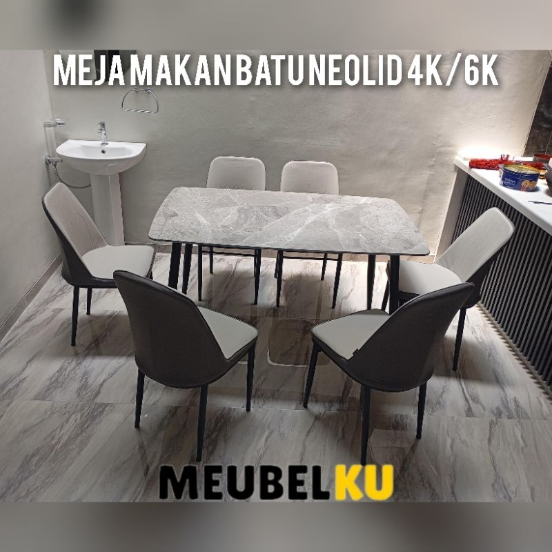 Jual Meja Makan Batu neolid Rangka besi Meja Makan Modern Murah Meja ...