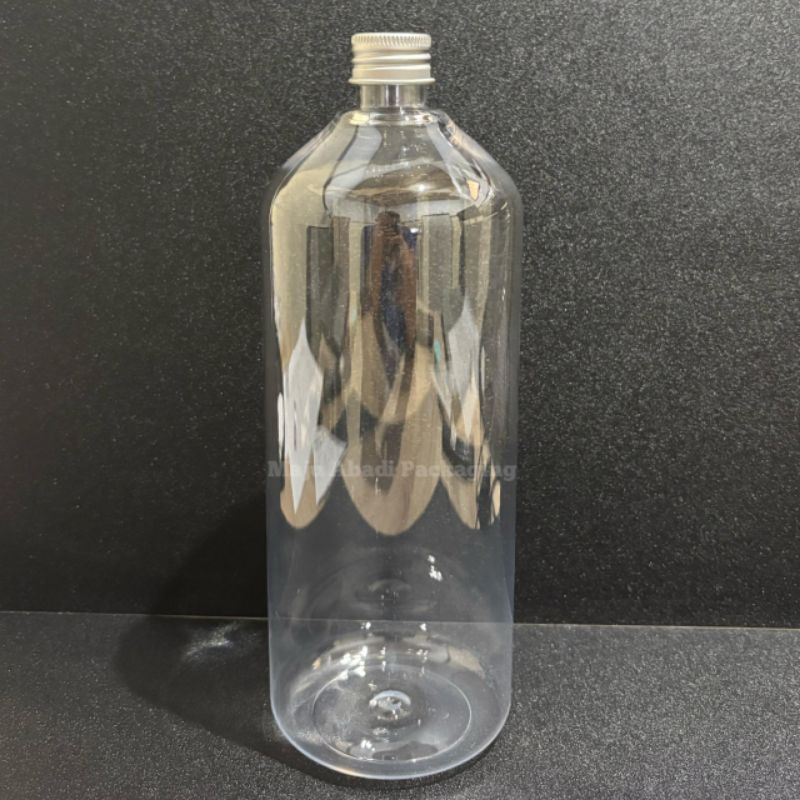 Jual Botol Plastik 1 Liter / 1000ml Tutup Alumunium Silver Ulir Neck 24 ...