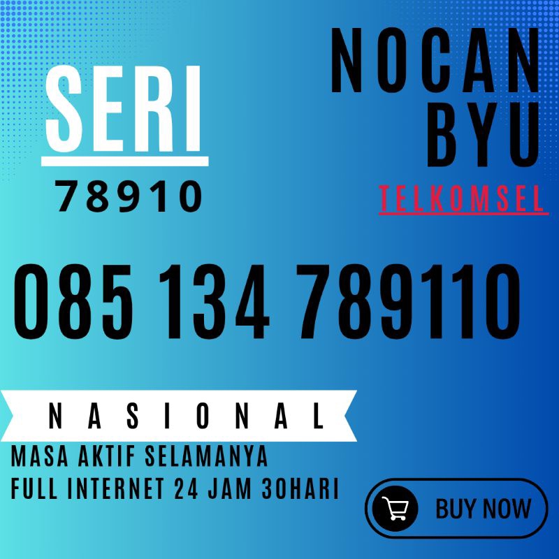 Jual Nomor cantik byu telkomsel + SERI 78910 + FREE KUOTA 3GB 30 HARI ...