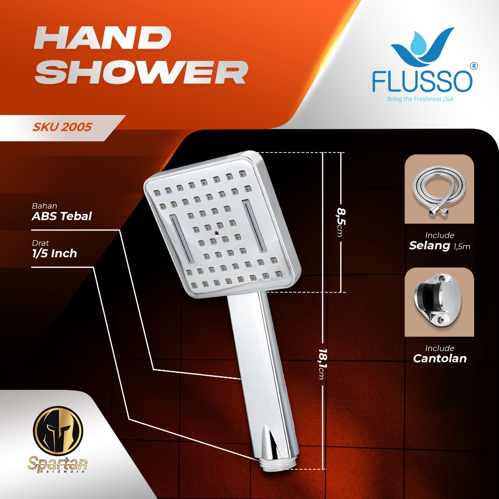 Jual Hand Shower Kamar Mandi Satu Set Minimalis Kotak Krom Tekanan ...