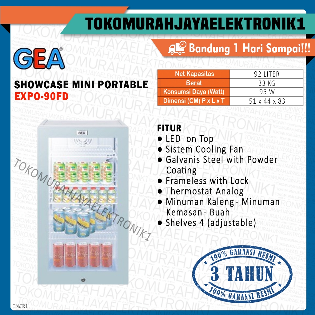 Jual Showcase Mini GEA Display Cooler 92 Liter EXPO-90FD Garansi Resmi ...