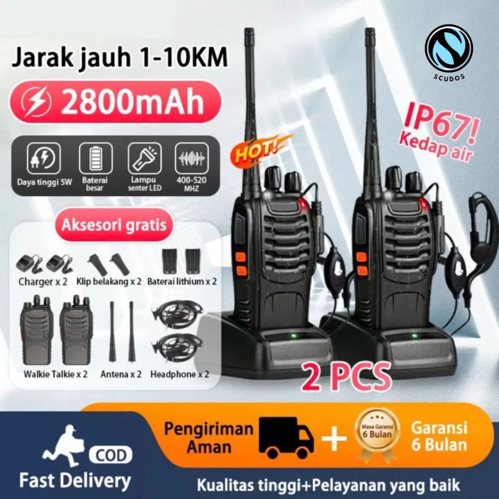 Jual SCUDOS Walkie Talkie Jarak Jauh 10km(Max) 2800mAH HT Wlan UHF 2 ...