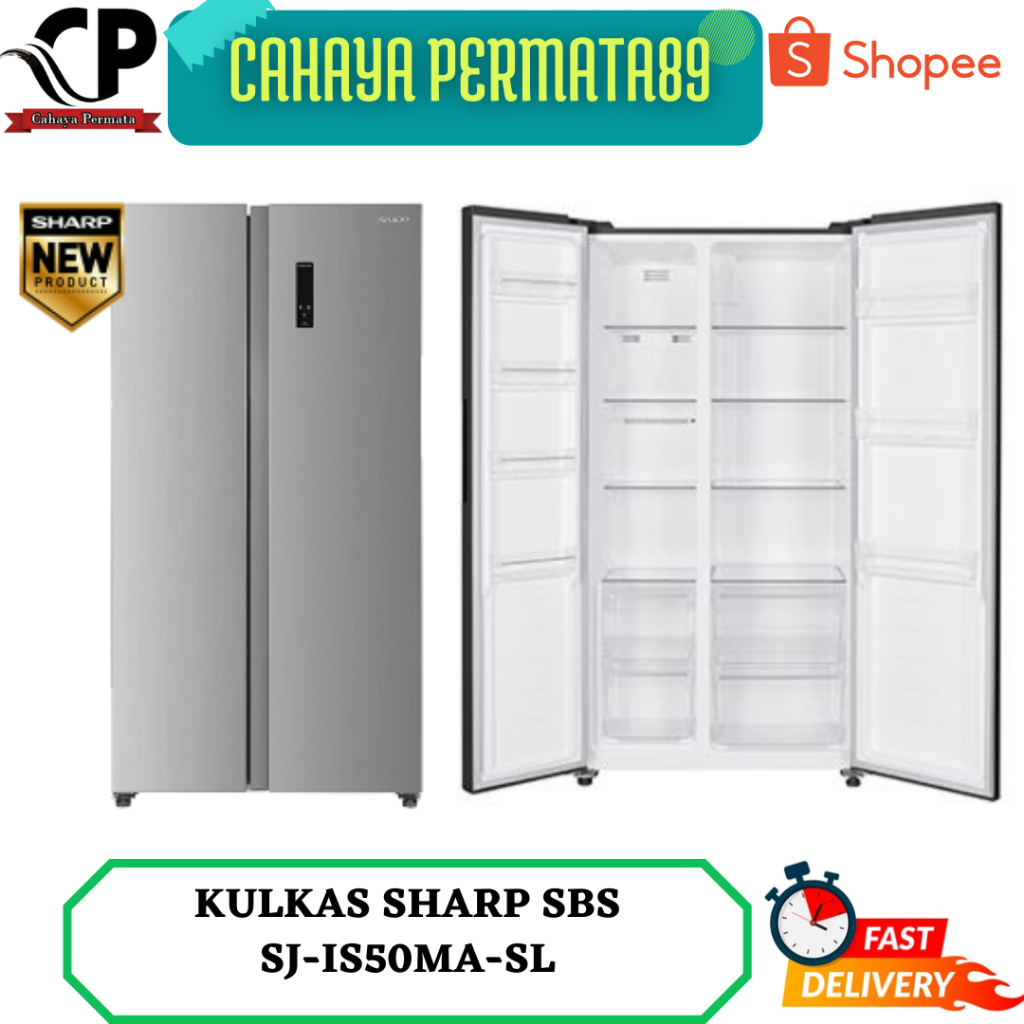 Jual KULKAS SHARP SJ-IS50MA-SL SIDE BY SIDE W/FAN COOLING SYSTEM (442L) | Shopee Indonesia