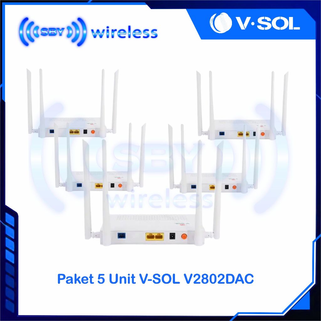 Jual PAKET 5 Unit VSOL Xpon ONU V2802DAC 1XPON 2GE DUAL BAND WIFI5 ONU ...