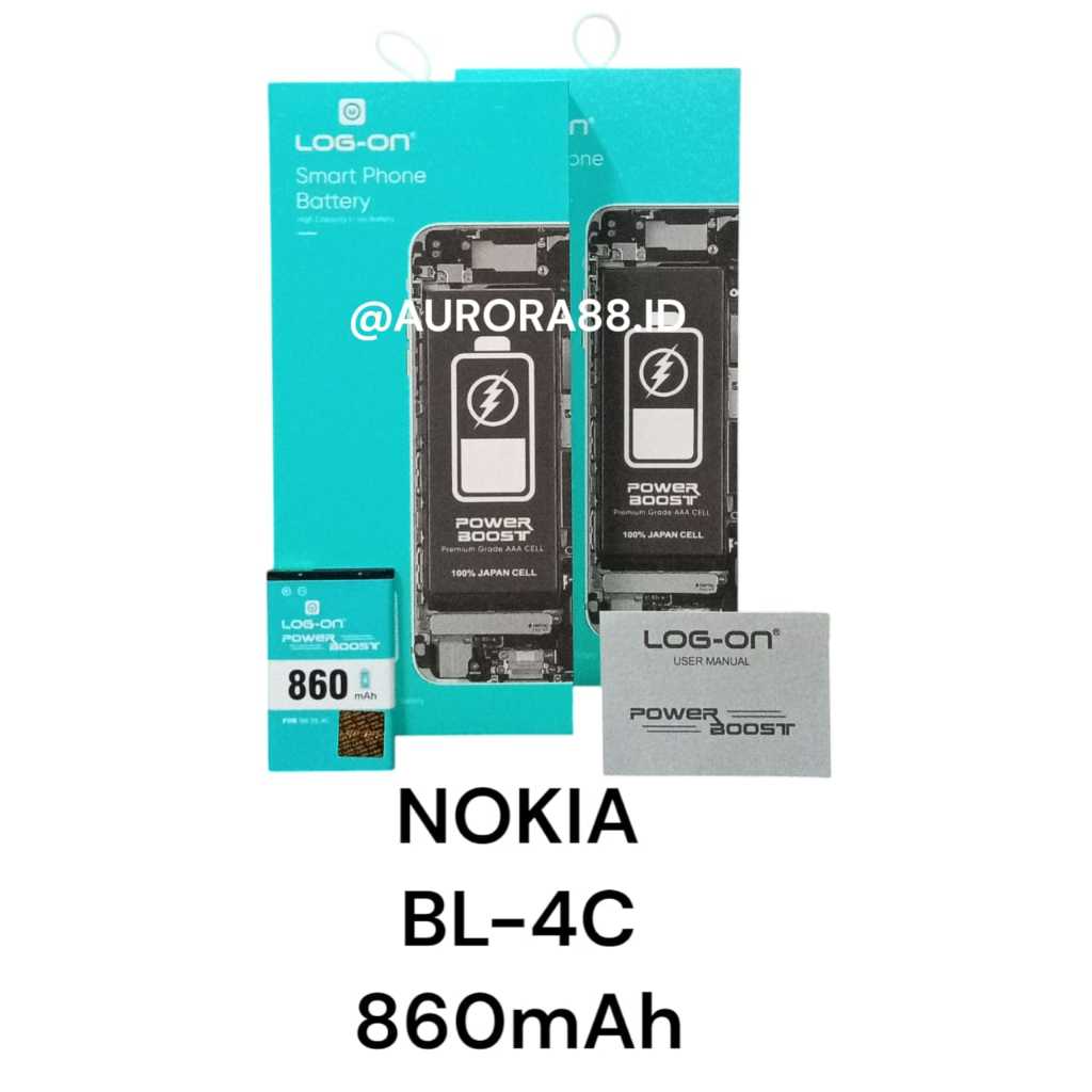 Jual LOG ON BATERAI NOKIA BL-4C/BL4C /6100/6300/2650/5100/7200/7270/ 860mAh POWER BOOST DOUBLE ...