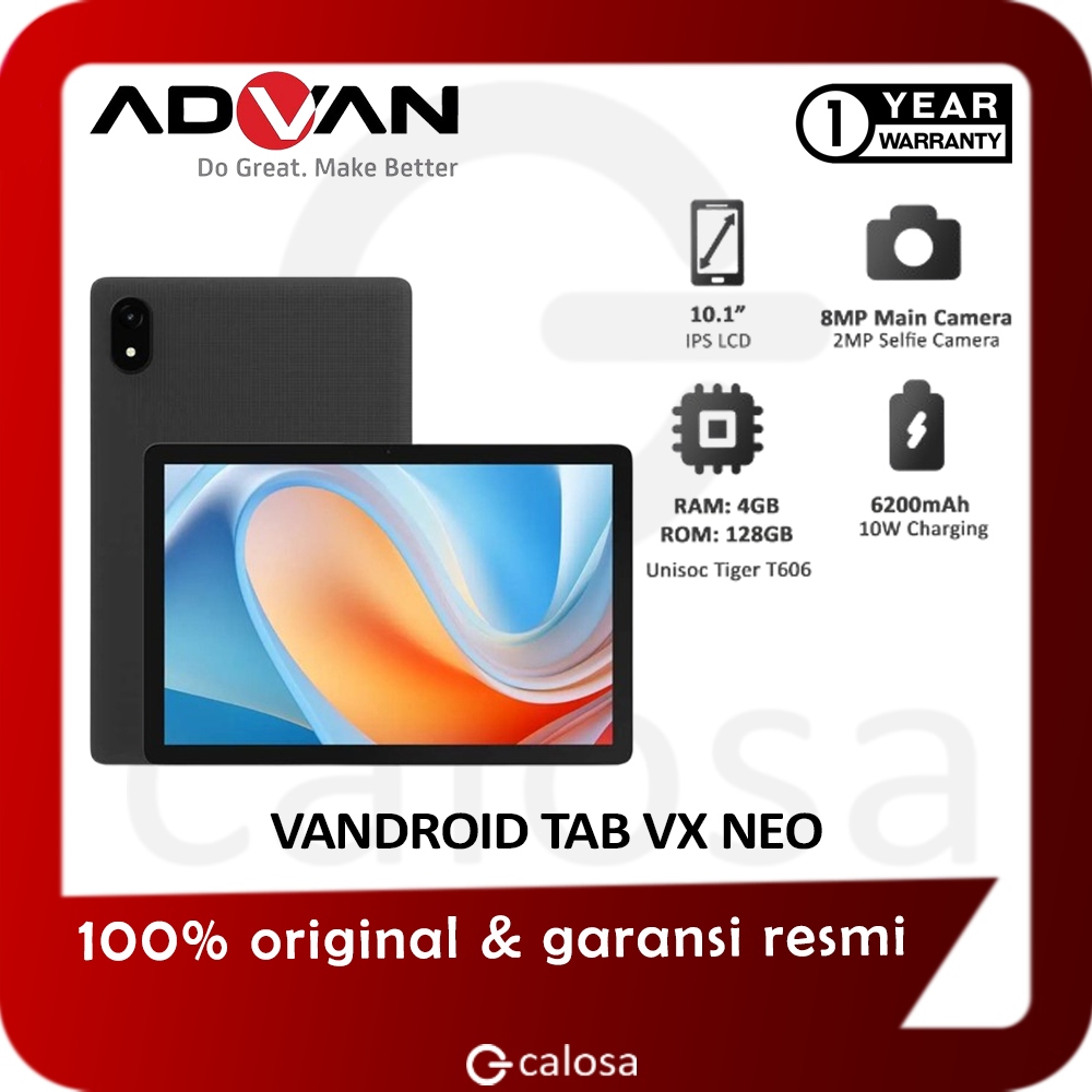 Jual Advan Vandroid Tab VX Neo Layar 10.1" IPS Screen 8GB RAM 128GB SSD Tablet Android 14 4G LTE ...