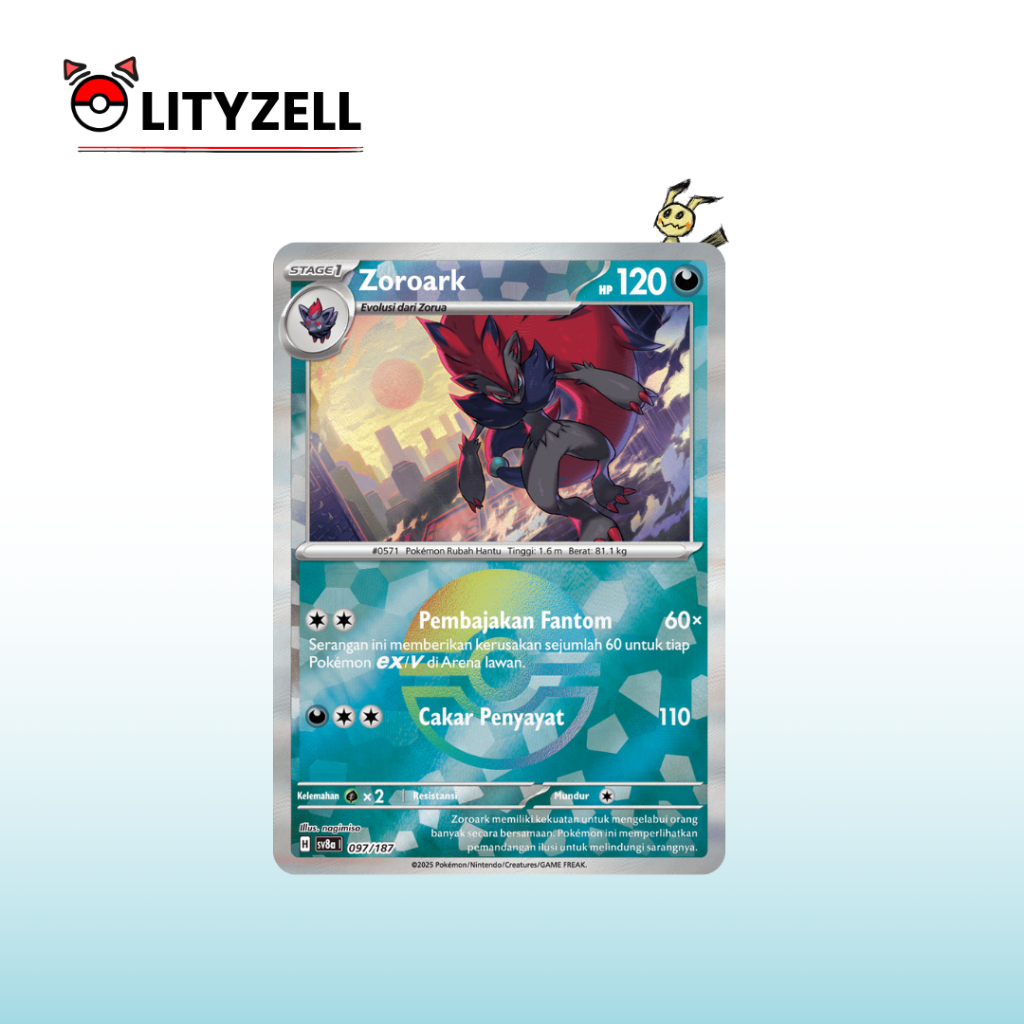 Jual 097/187 Pokeball Pokemon TCG Indonesia Zoroark SV8a | Shopee Indonesia