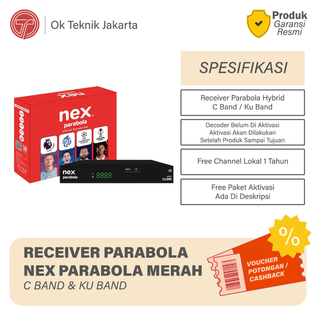 Jual [BISA COD] Receiver Parabola Nex Parabola Merah Hybrid KuBand ...