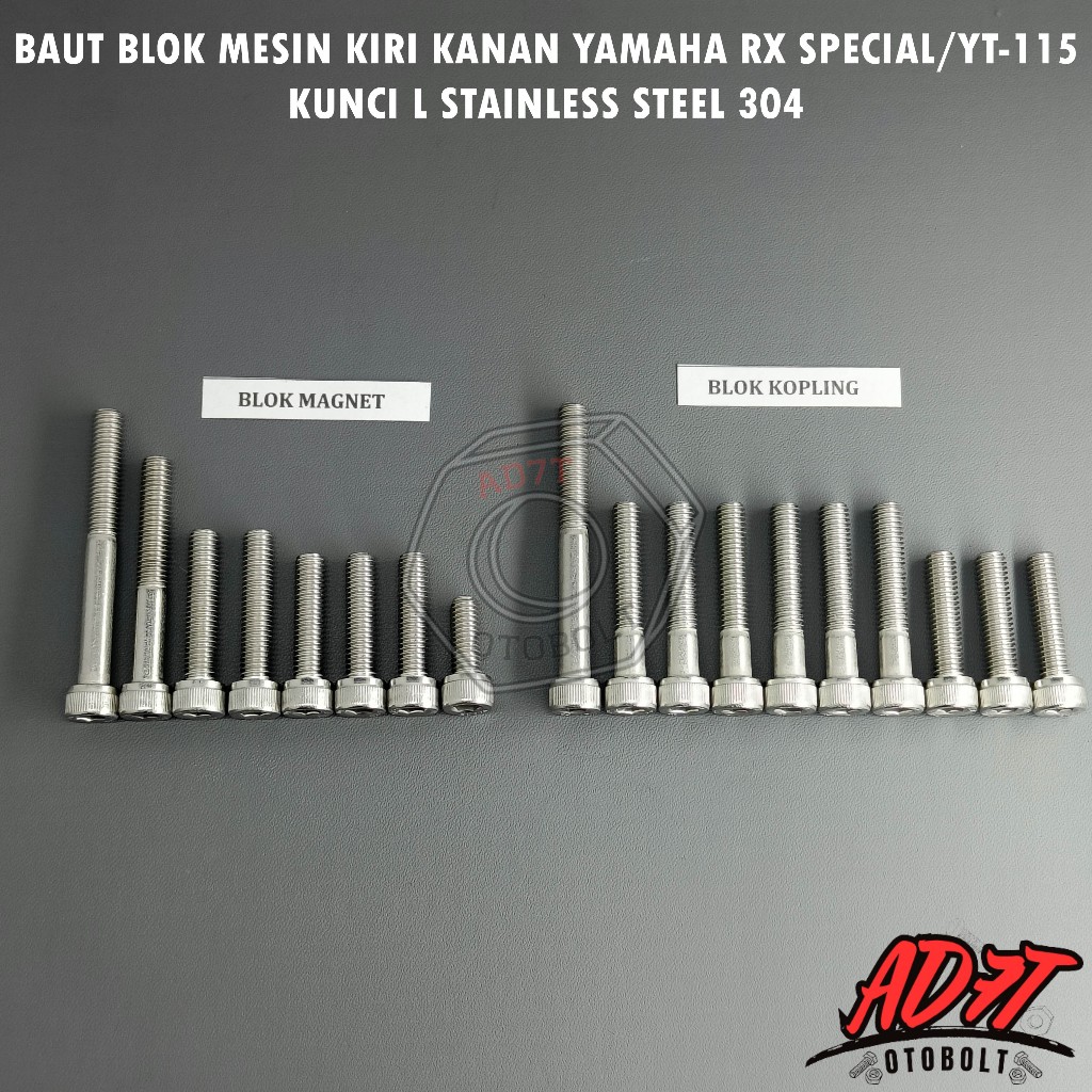 Jual Baut Blok Kiri Kanan RXs RX Spesial RX Special Kunci L Stainless Steel 304 | Shopee Indonesia
