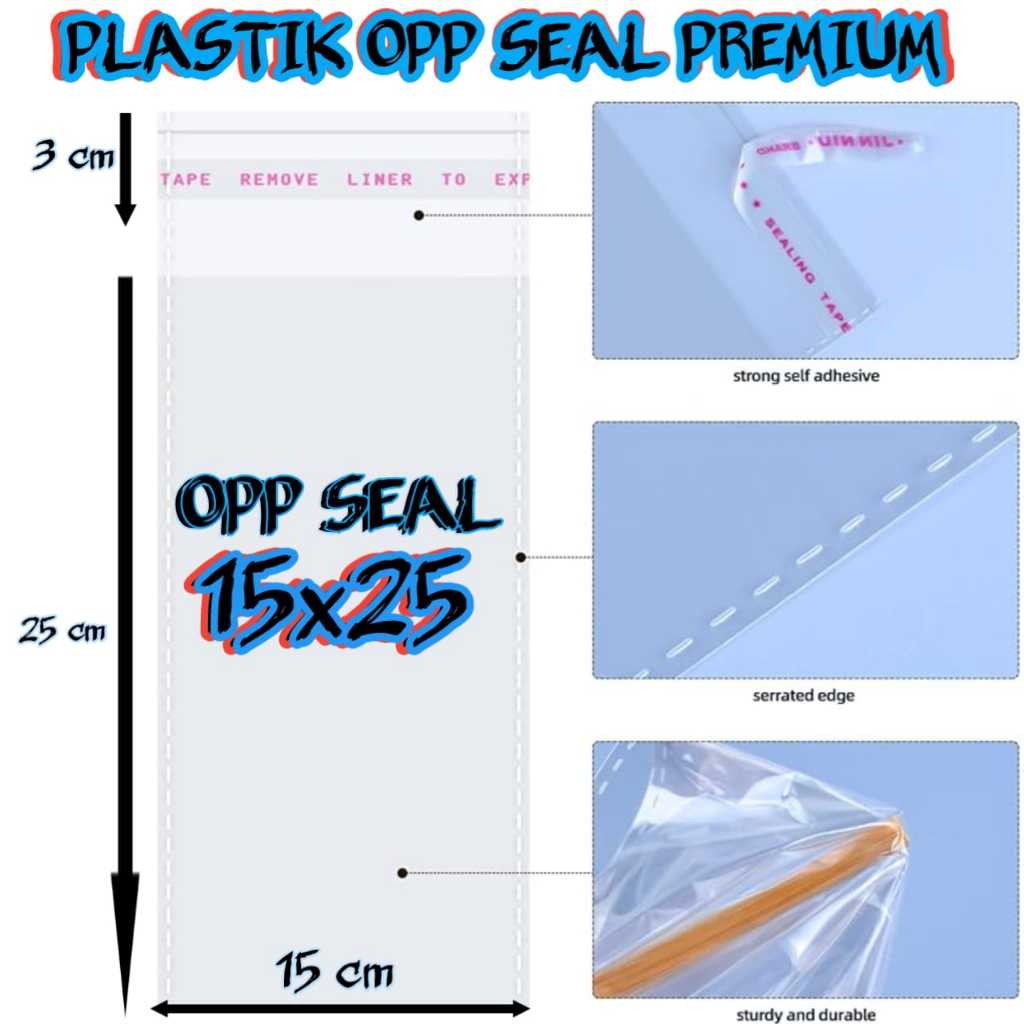 Jual OPP Seal Premium Plastik 15x25 cm 100Pcs | Shopee Indonesia