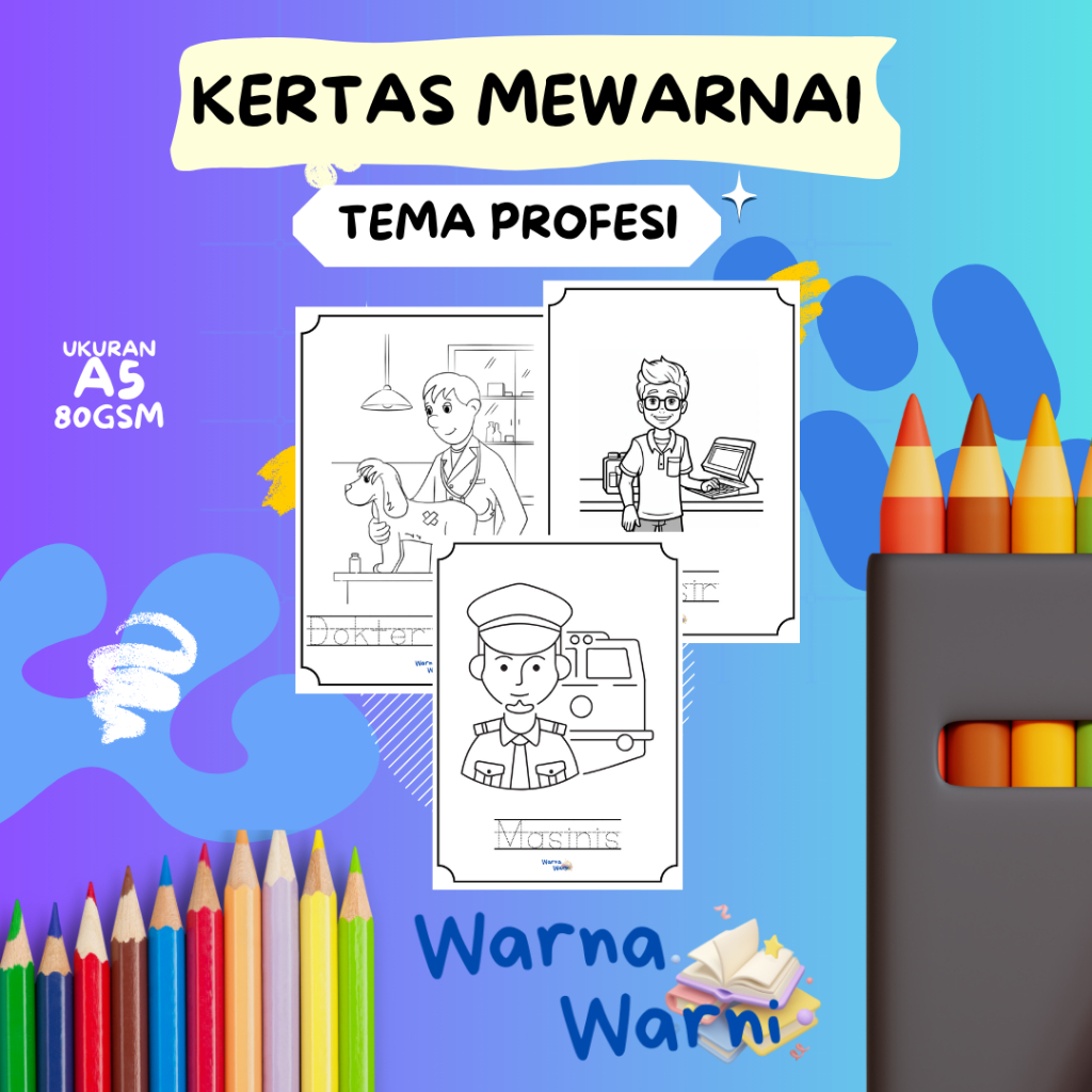 Jual KERTAS MEWARNAI ANAK TEMA PROFESI UKURAN A5 | Shopee Indonesia