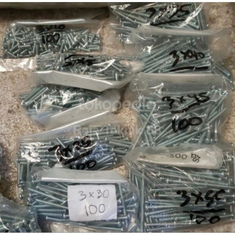Jual baut m3 kepala obeng jp / baut jp kepala obeng m3x10 m3x15 M3x20 ...