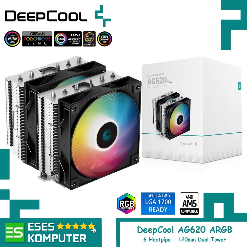 Jual DeepCool AG620 ARGB | Twin Tower AIR CPU Cooler HSF Intel/AMD ...
