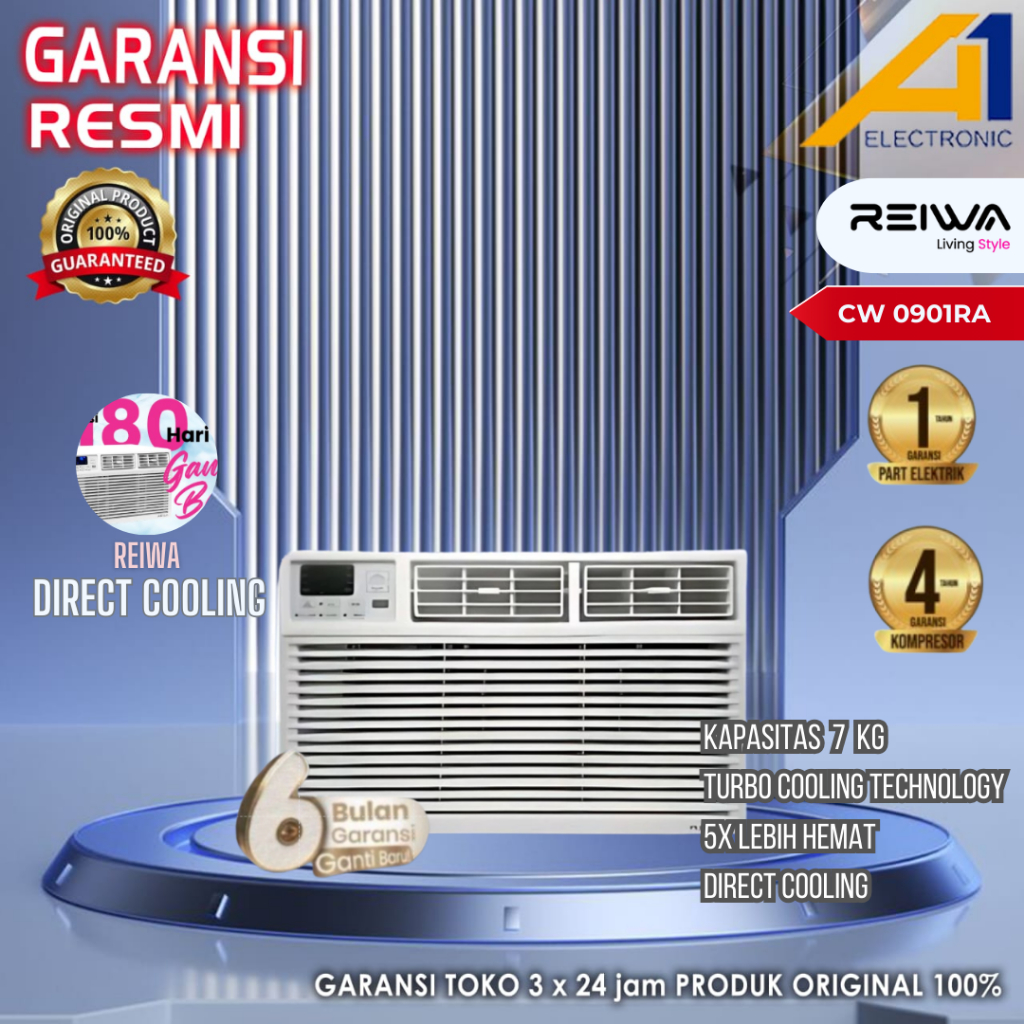 Jual AC Window REIWA CW 0901RA / CW0901RA 1 PK 370 Watt Low Watt ...