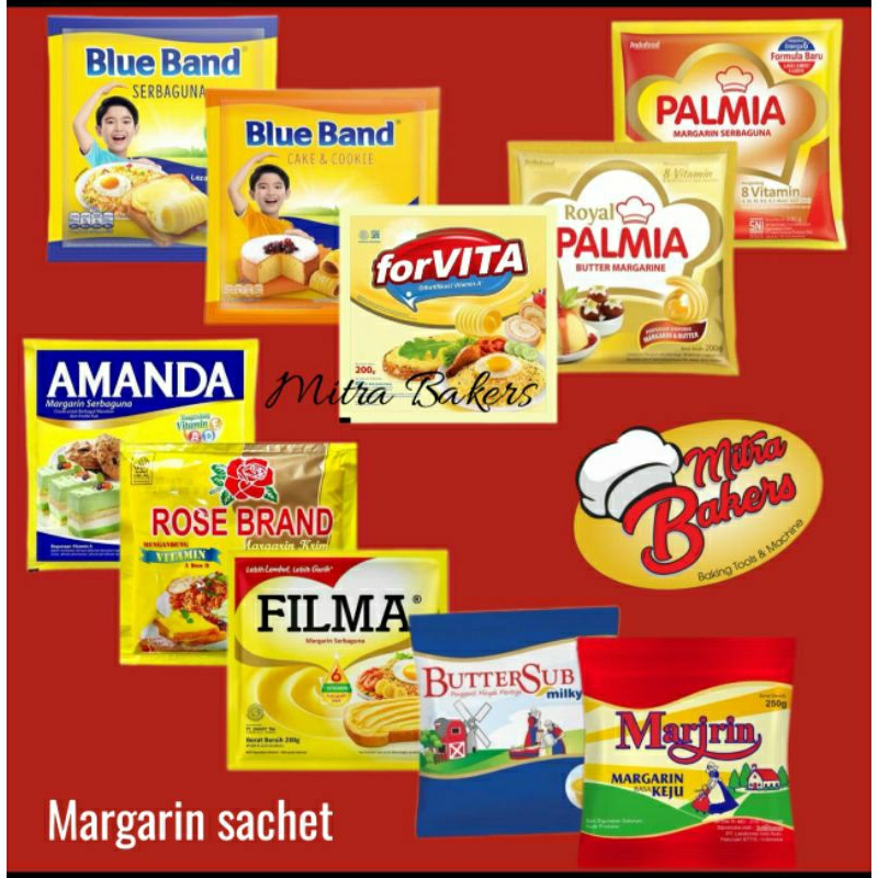 Jual MARGARINE SACHET 200 G ALL VARIAN BRAND(BLUEBAND,B.BAND CAKE ...
