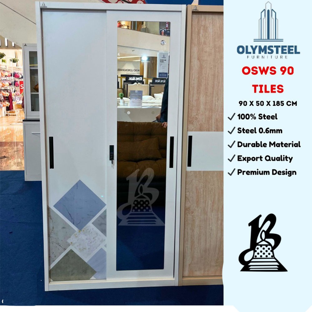 Jual OLYMPIC STEEL Lemari Pakaian Baju 2 Pintu Besi Sliding Minimalis-OSWS TILES-90/120 | Shopee ...