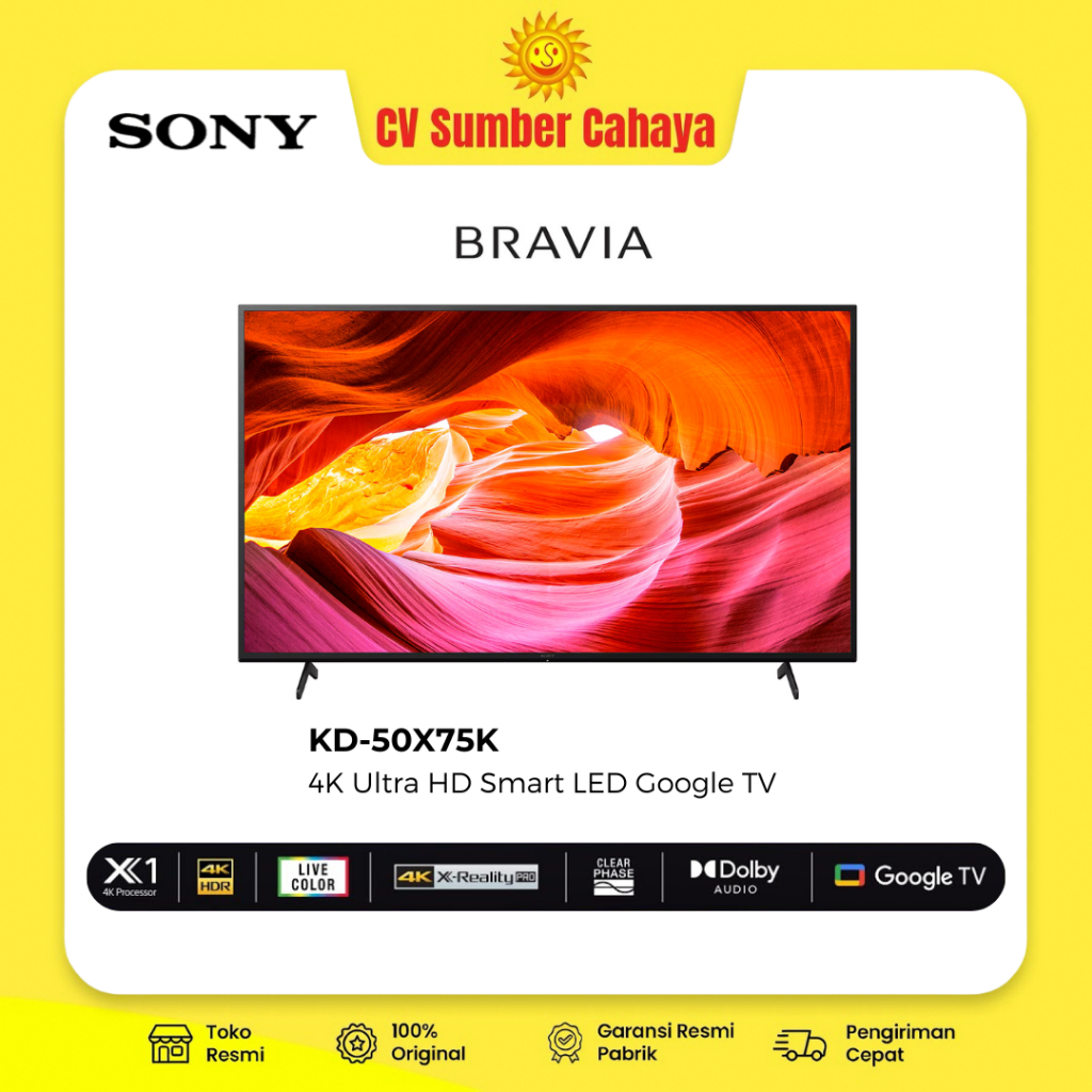 Jual SONY 50 Inch LED 4K HDR Smart Google TV KD50X75K KD-50X75K ...
