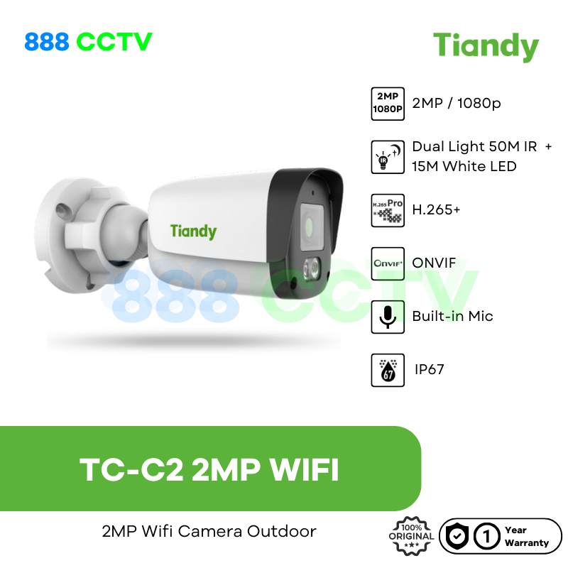 Jual Tiandy TC-C2 2MP Camera Wifi Color Night Smart CCTV Wireless ...