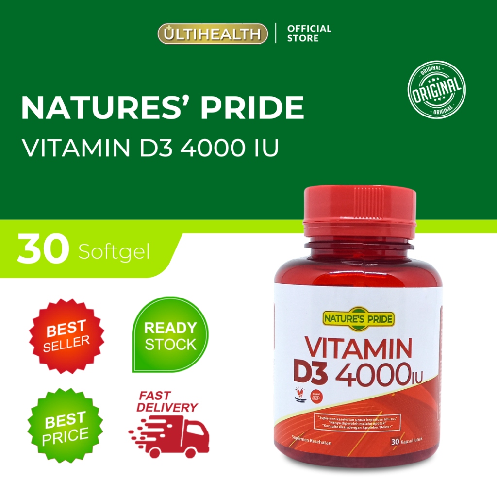 Jual NATURE'S PRIDE VITAMIN D3 4000 IU ISI 30 KAPSUL LUNAK | Shopee Indonesia