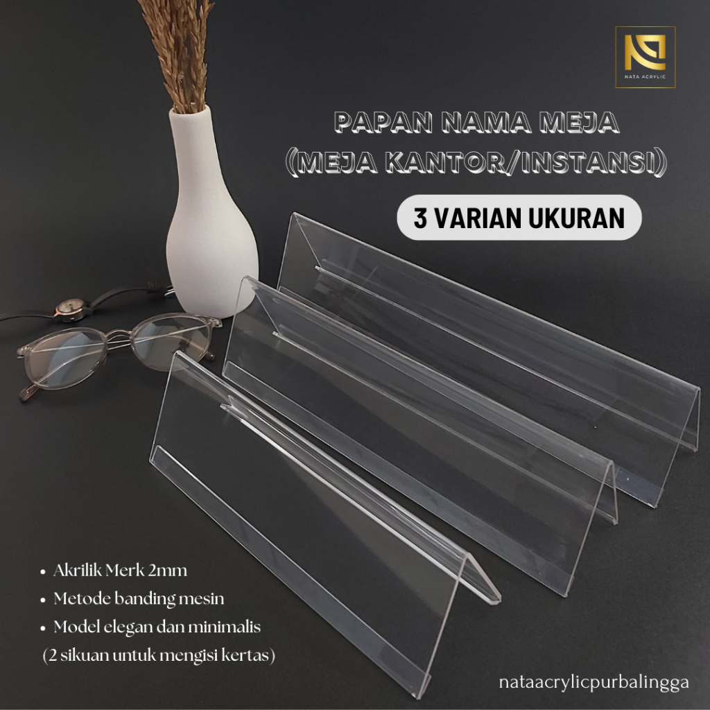 Jual Papan Nama Meja Akrilik Custom Stand Nama Kantor/ Cafe ...