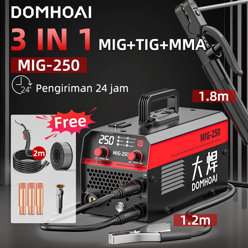 Jual DOMHOAI Mesin Las Mig-250 3IN1 Las Listrik Profesional Inverter Mesin Las Tampilan Digital ...