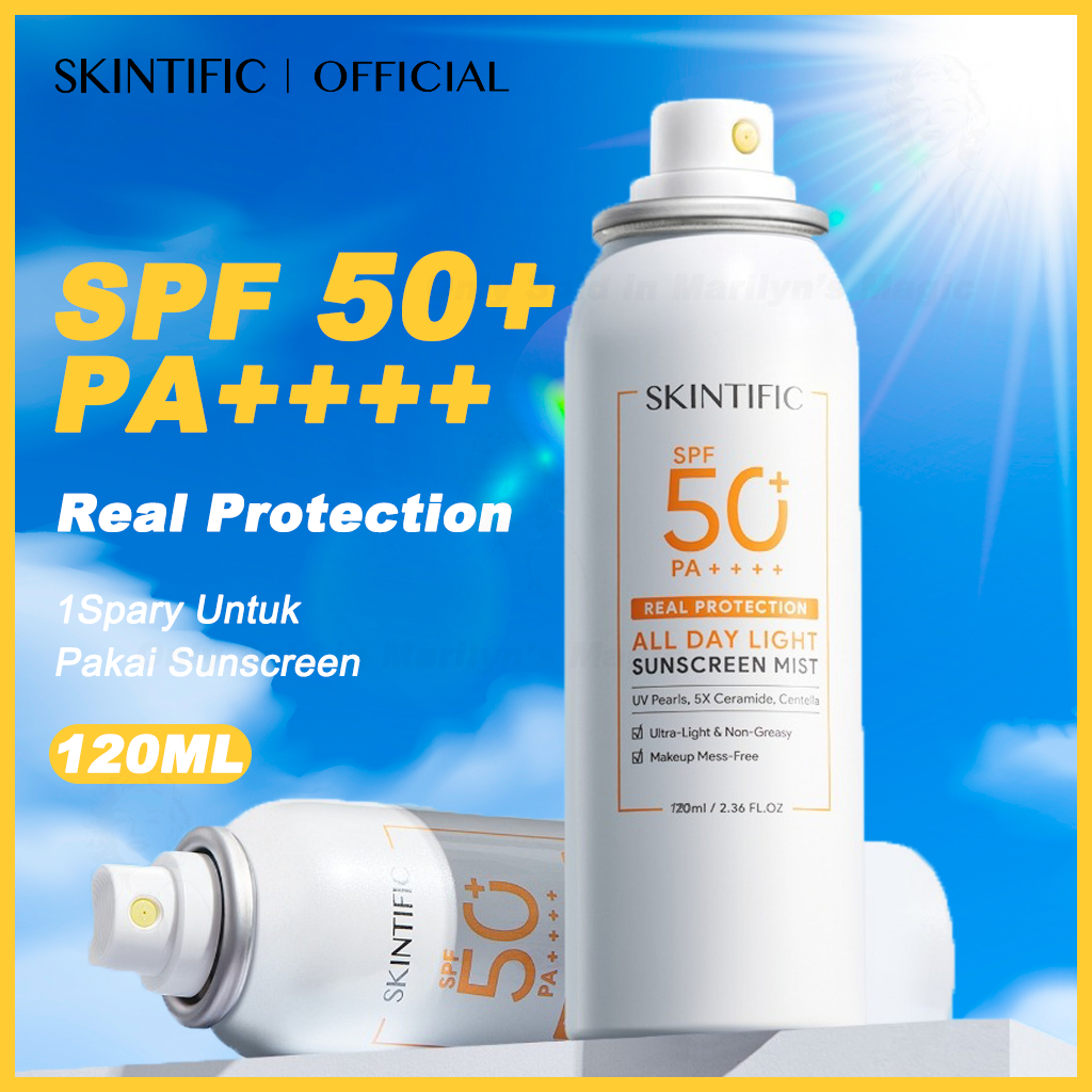 Jual SKINTIFIC All Day Light Sunscreen Mist SPF 50 PA++++ 120ml Sunscreen Spray UV Mist Tone Up ...