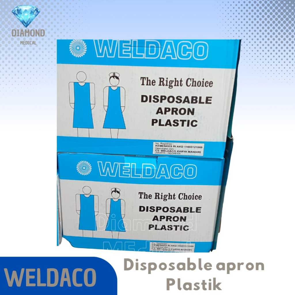 Jual Apron Plastik Celemek Medis Weldaco 40 Micron isi 50 pcs Apron ...