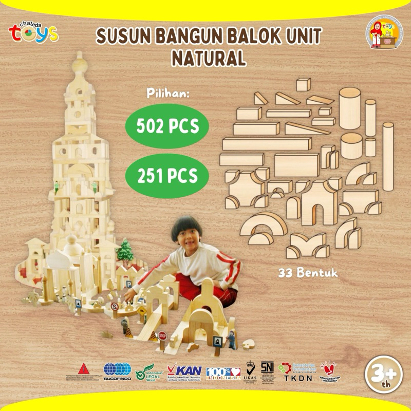 Jual Chateda Toys - Susun Bangun Balok Unit Mainan Edukatif Anak Kayu ...