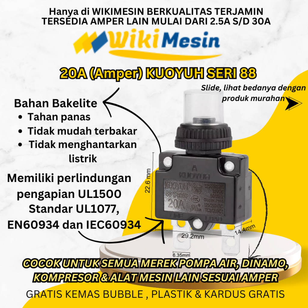Jual Overload Pompa Satelit 20A Kuoyuh 88 Series Thermal Overload ...