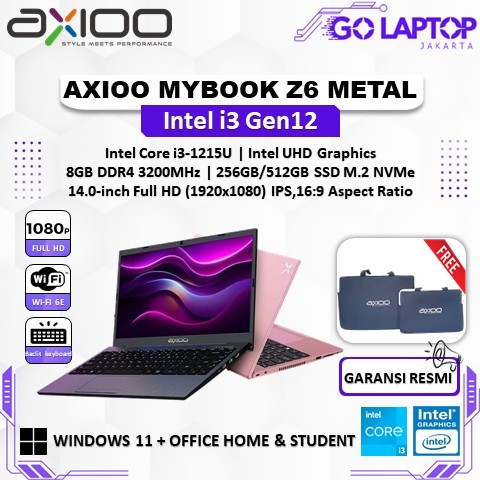 Jual Axioo Mybook Z6 Metal Intel Core i3-1215U 8GB 512GB SSD 14.0-inch Full HD IPS Windows 11 ...