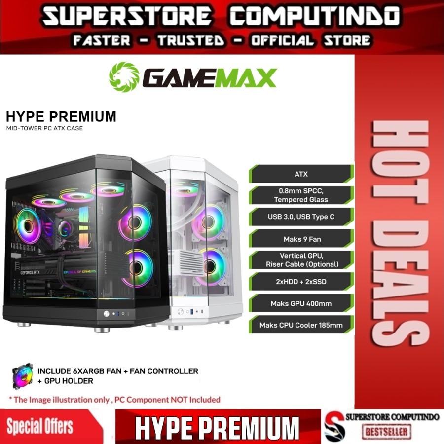 Jual Casing GameMax HYPE Premium Mid-Tower ATX Gaming PC case | Shopee ...