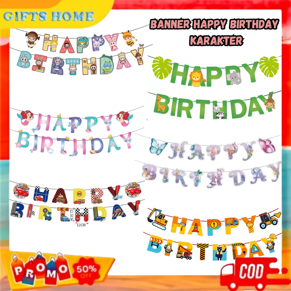 Jual Banner Happy Birthday Karakter Animasi (Captain America Spiderman ...