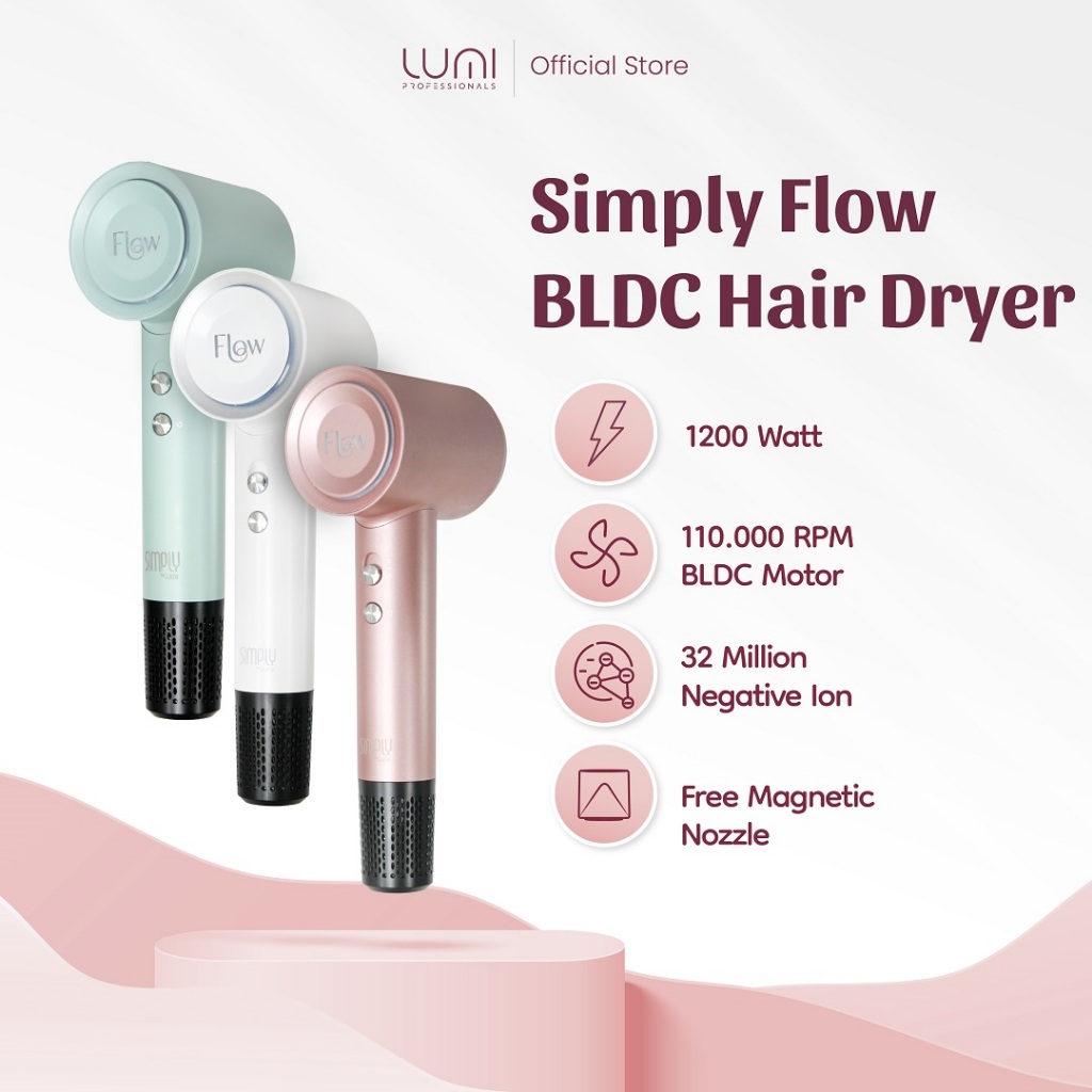 Jual SIMPLY by Lumi Flow BLDC Hair Dryer 1200W | Shopee Indonesia