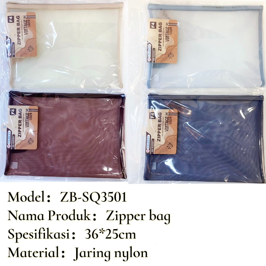 Jual [SQUEEZY] Zipper Bag F4/A4/A5/A6 / Mesh Document Pouch /Tas Jaring ...