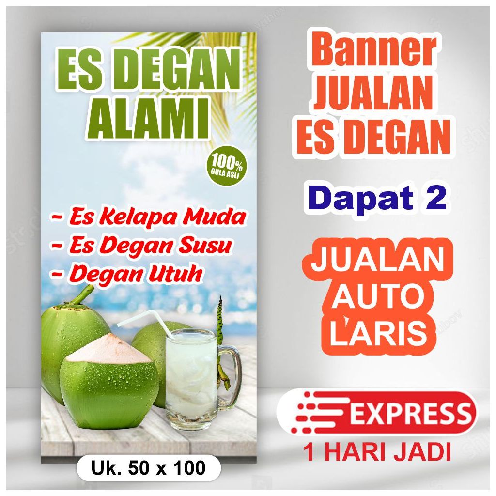 Jual CETAK BANNER / SPANDUK Jual Es Degan Ukuran 50x100 Pesan 1 Gratis ...