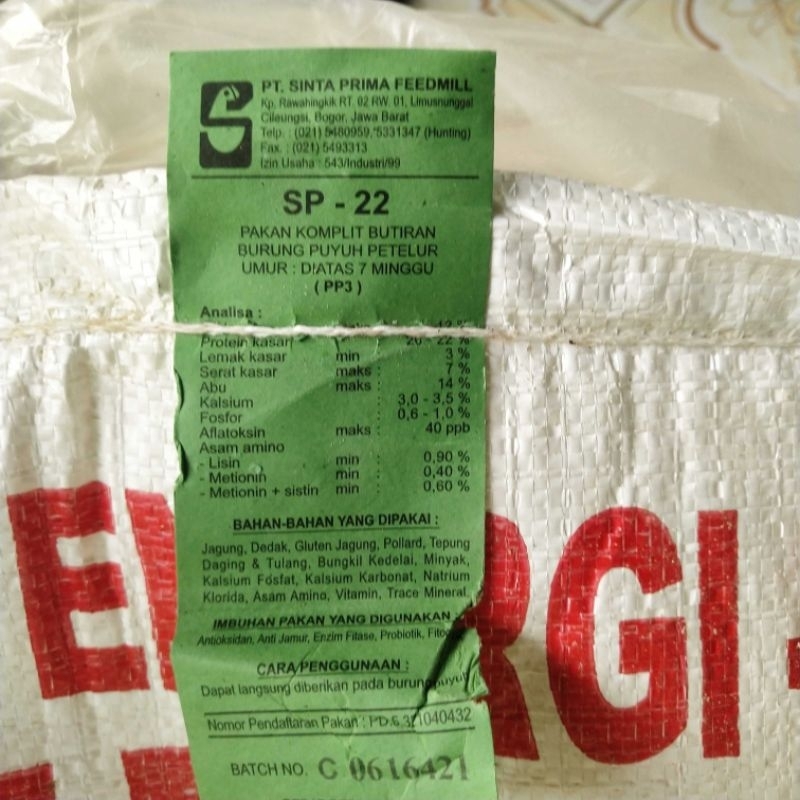 Jual Shinta SP22 Pakan Burung Puyuh Petelur 25KG & 50KG | Shopee Indonesia