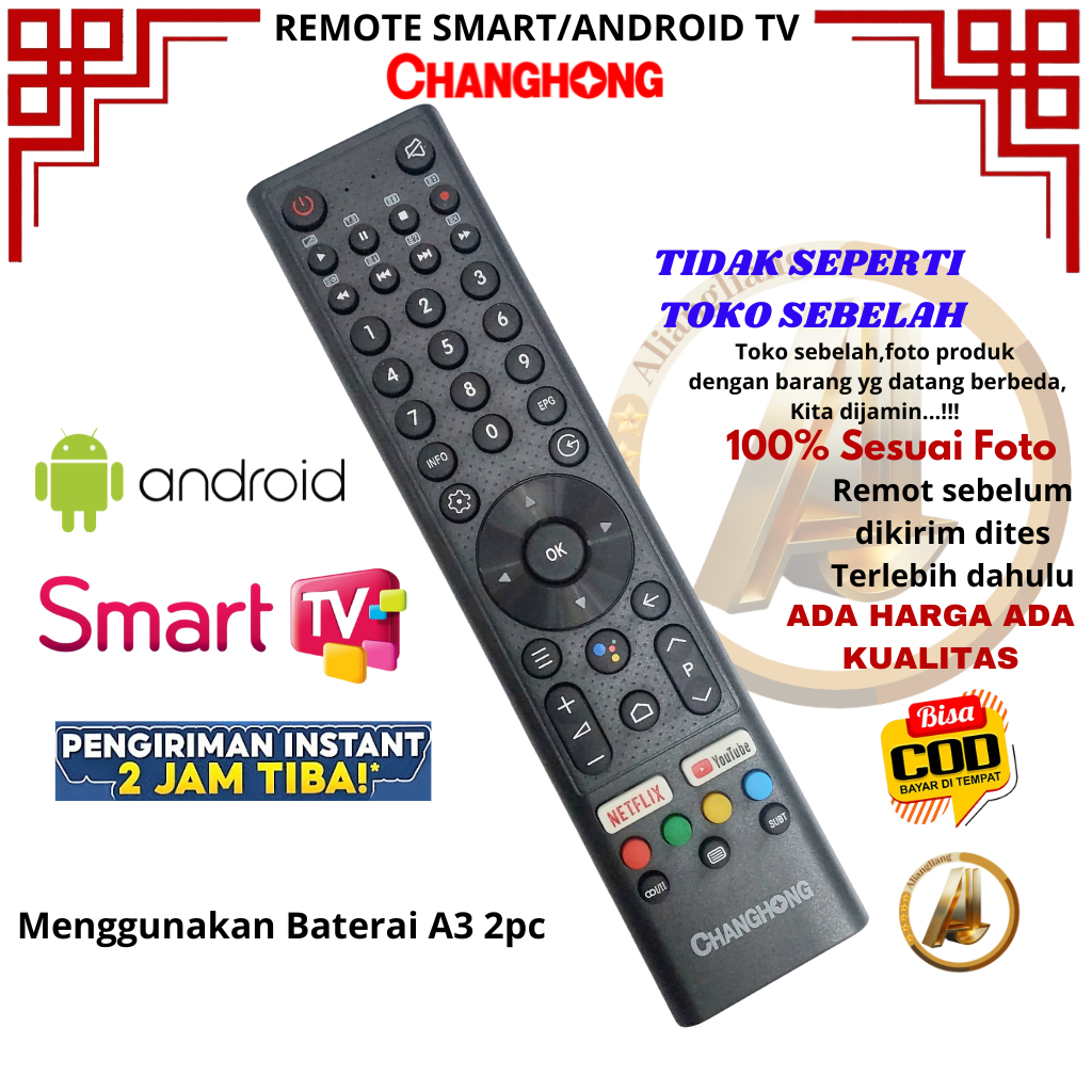 Jual Remot Remote TV CHANGHONG Smart TV LCD LED Android TV NETFLIX ...