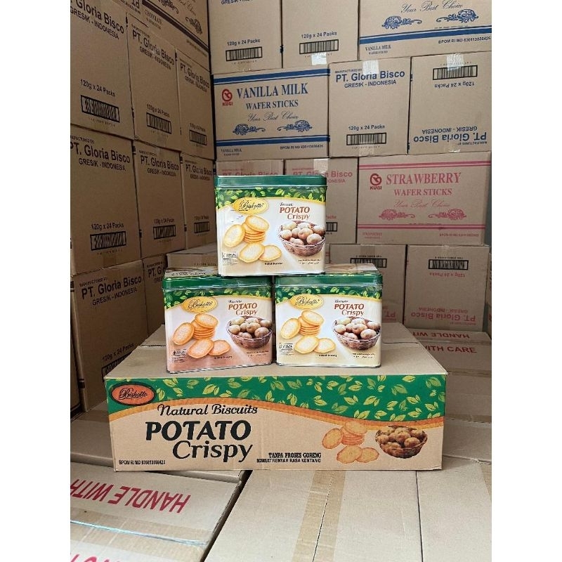 Jual ( 1 DUS Isi 6 Kaleng ) Biskotto Potato Crispy Kaleng 400gr - EXP ...