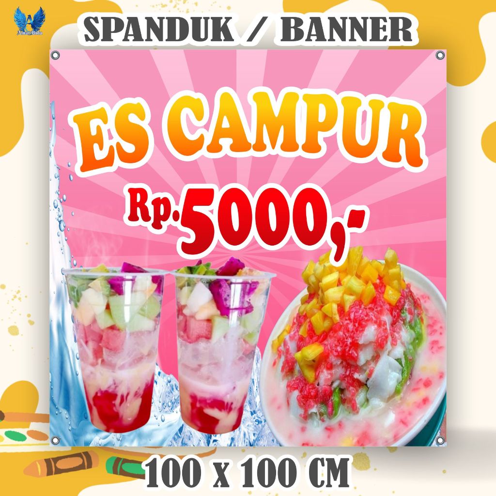 Jual Cetak Spanduk Banner ES BUAH PINK Costom Desain | Shopee Indonesia
