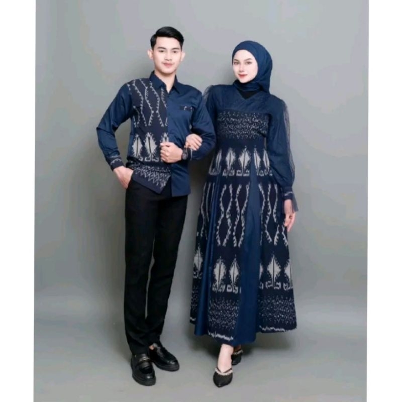 Jual Galeri Tenun Asli | New Alluna Blue Raya Couple Baju Wanita ...