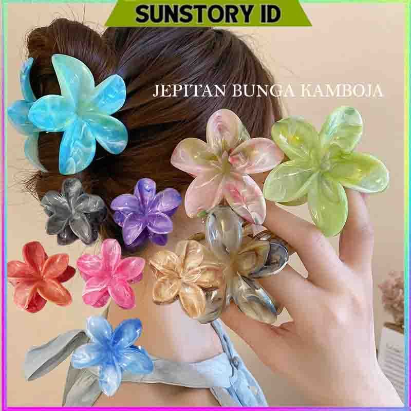 Jual 8CM - JEPIT RAMBUT SALON KOREA GLOSSY MATTE MODEL BUNGA KAMBOJA ...