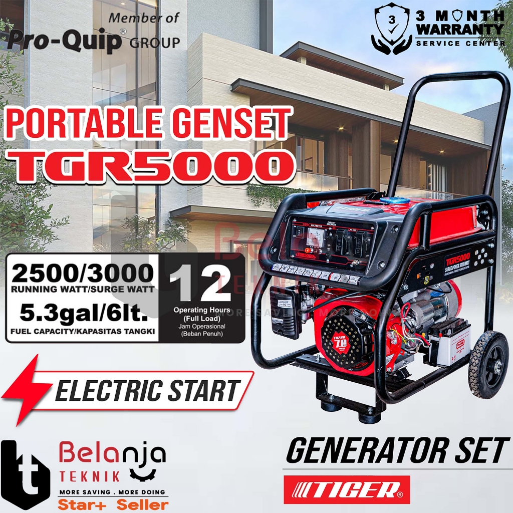Jual Mesin Generator Tiger TGR 5000 Genset Bensin 2500 Watt TGR5000 ...