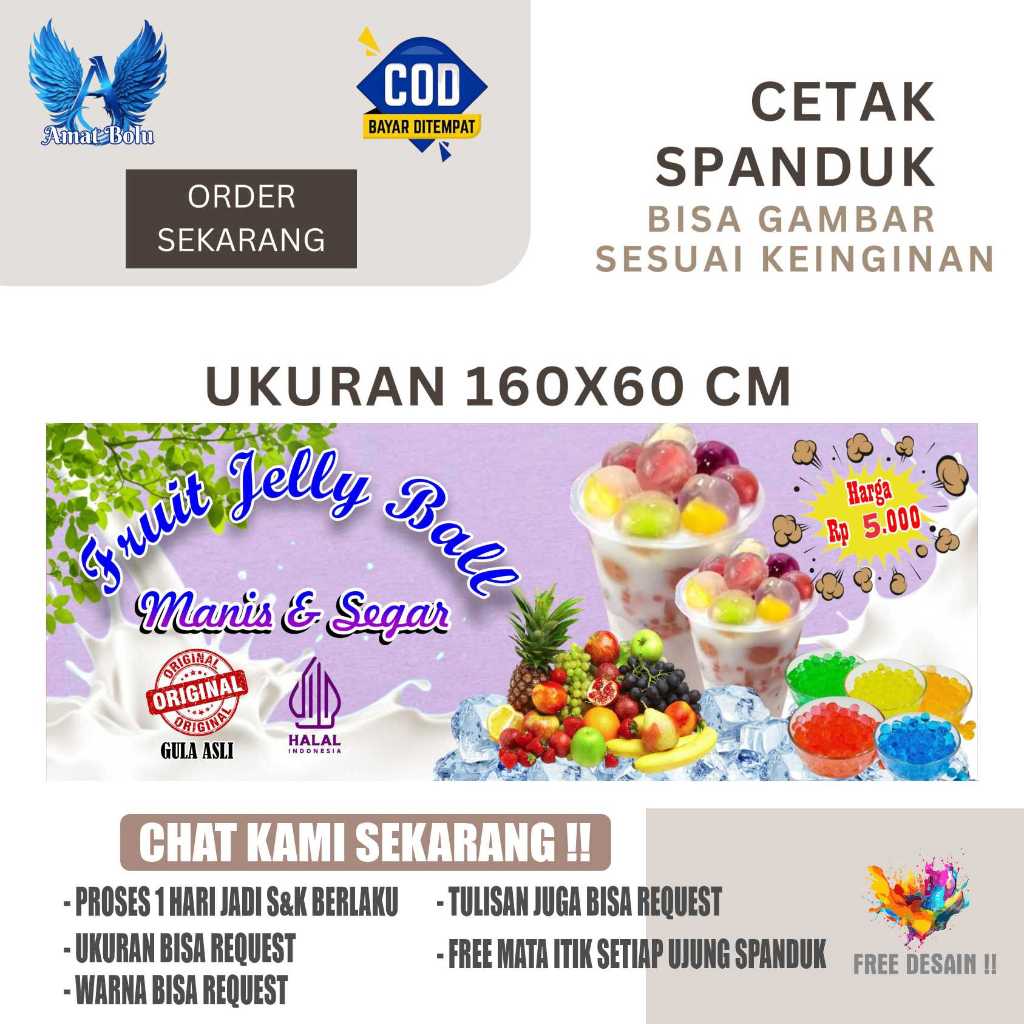 Jual Cetak Spanduk FRUIT JELLY BALL 5K NYAMPING Costom Desain | Shopee ...
