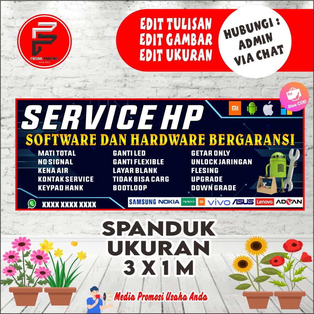 Jual Spanduk Banner Service HP ukuran 3 x 1 meter | Shopee Indonesia